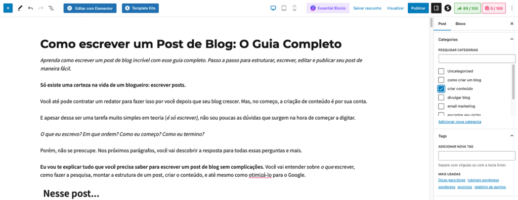 Como escrever um Post de Blog: O Guia Completo